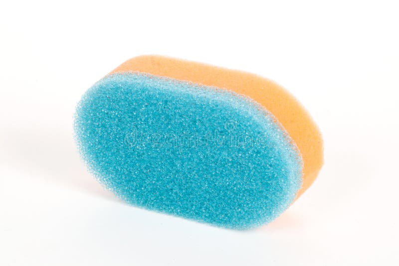 Orange scouring sponge stock photo. Image of blue, porous - 82753056