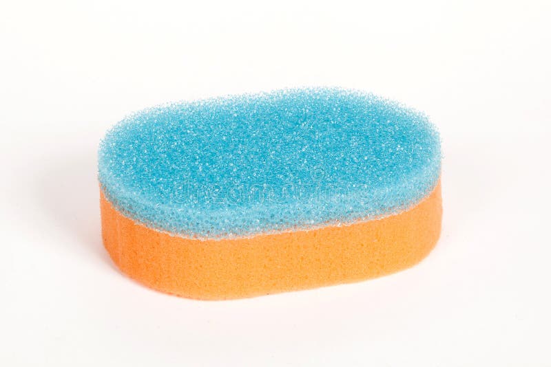 Orange scouring sponge stock photo. Image of cleaner - 82753210