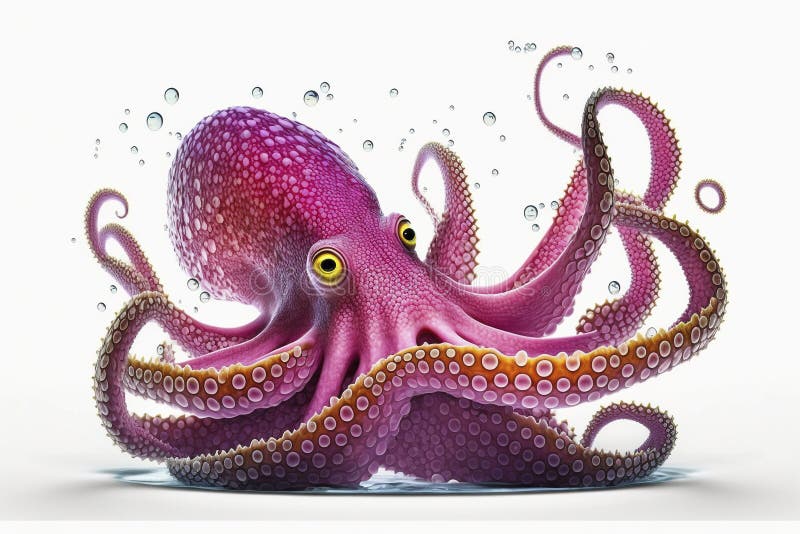 Purple Sea Octopus Isolated on White Background Stock Illustration ...