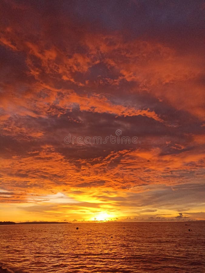 Orange Sea Sunset, Clouds Water, Twilight Stock Photo - Image of clouds ...