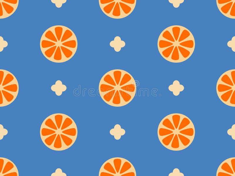 Orange Seamless Pattern on Blue Background Stock Vector - Illustration ...