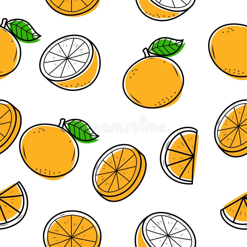 Orange Seamless Pattern with Cute Doodle Design Stock Vector ...