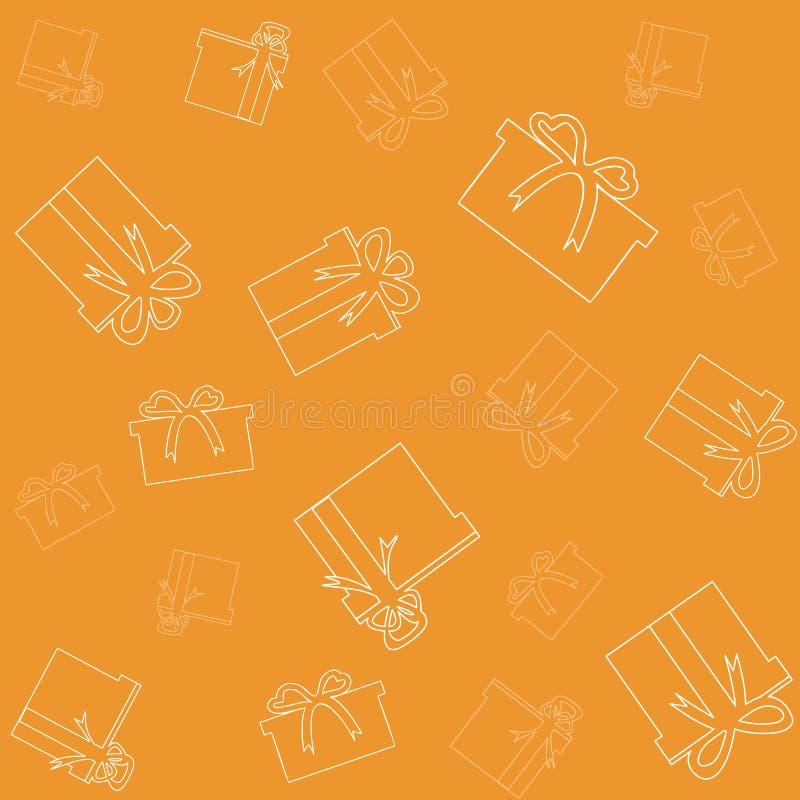 Orange Seamless Pattern with Gift Boxes. Abstract Christmas Seamless ...