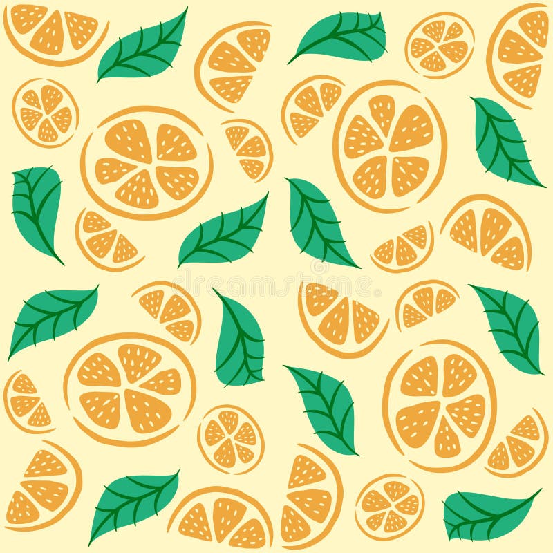 Orange Seamless Pattern Hand Drawn Stock Vector - Illustration of ...