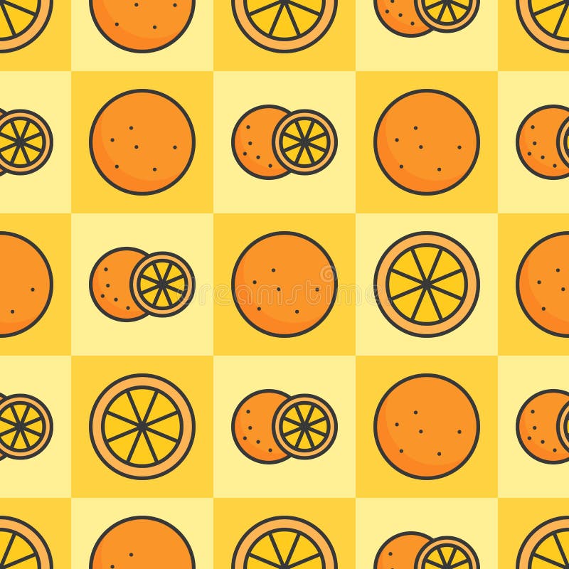 Orange Seamless Pattern, Summer Theme of Tropical Fruits Stock Vector ...