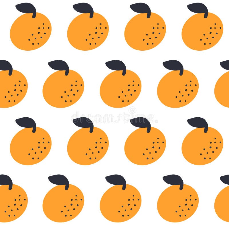 Orange Seamless Pattern. Vector Cartoon Illustration. Textile Design ...