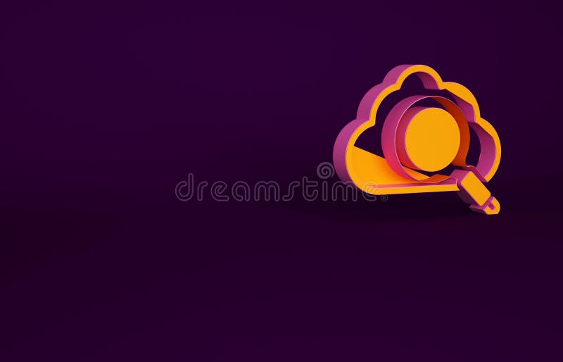 Orange Search Cloud Computing Icon Isolated on Purple Background ...