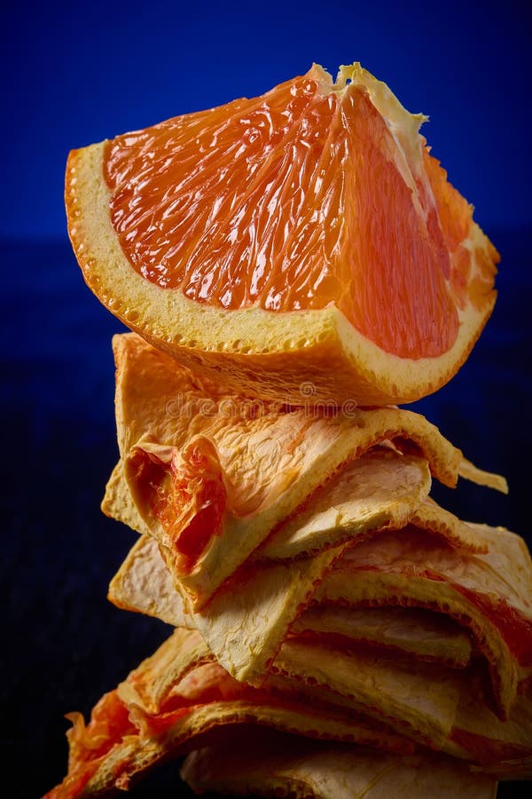 Orange Section Atop a Stack of Dried Peels Stock Photo - Image of ...