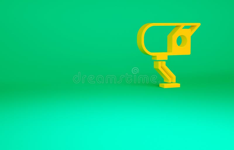 Orange Security Camera Icon Isolated on Green Background. Minimalism ...