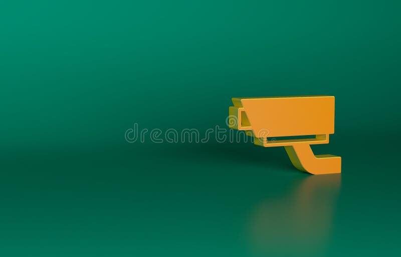 Orange Security Camera Icon Isolated on Green Background. Minimalism ...