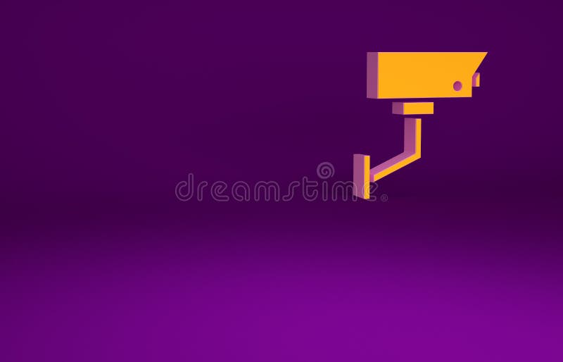 Orange Security Camera Icon Isolated on Purple Background. Minimalism ...