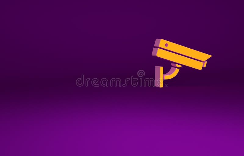Orange Security Camera Icon Isolated on Purple Background. Minimalism ...