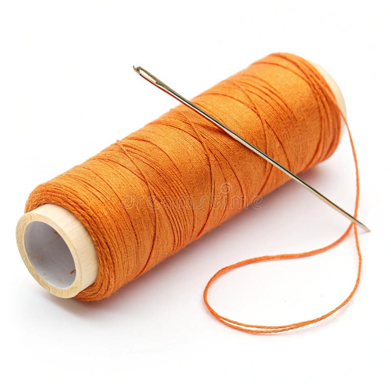 Orange Sewing Thread with Needle Stock Illustration - Illustration of ...