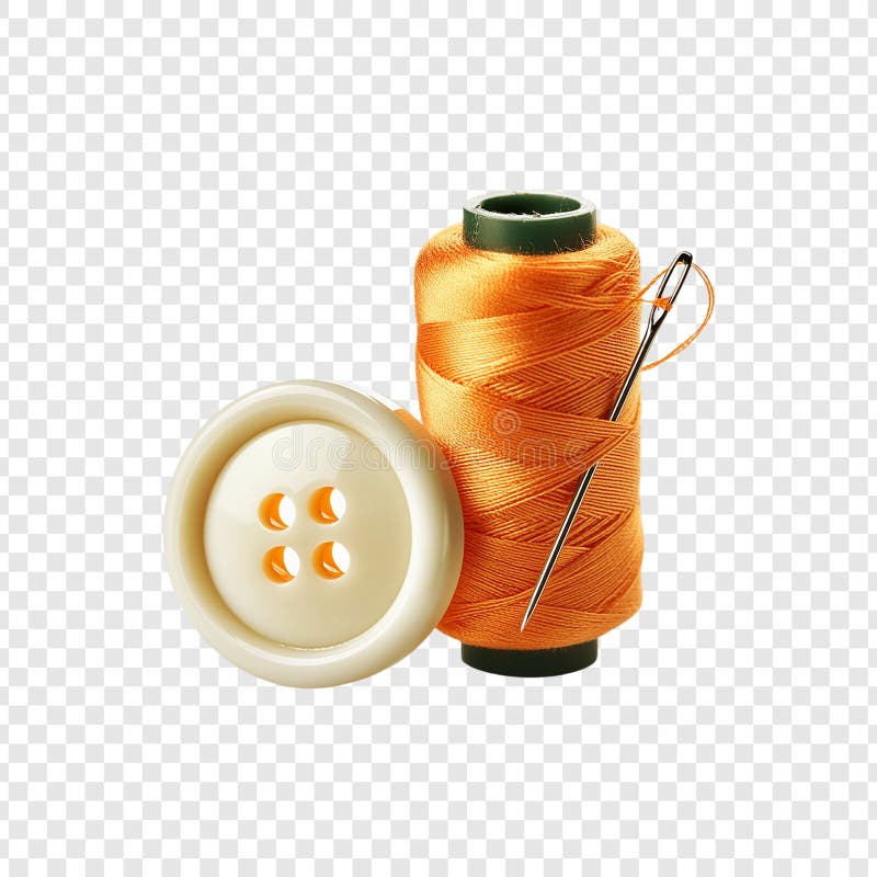 Orange Sewing Thread with Needle on Transparent Background Stock Image ...