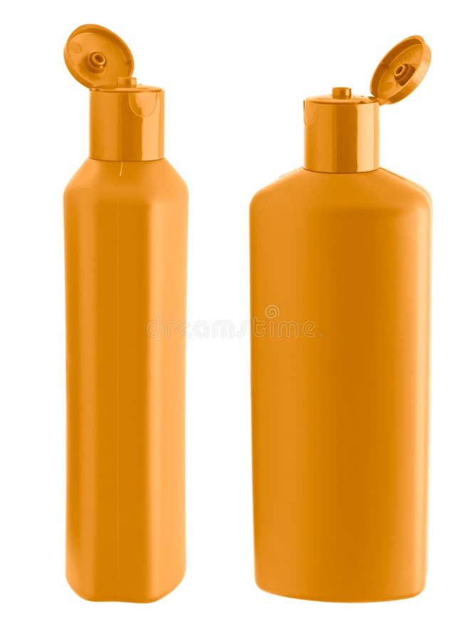 Orange shampoo bottle stock image. Image of hygiene, bath - 17431267