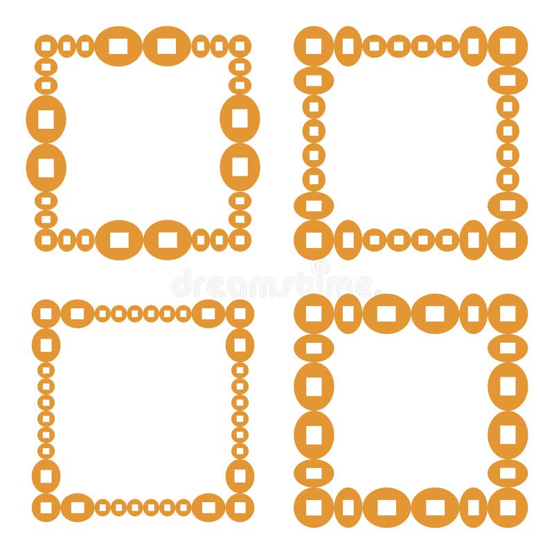 Orange Shapes Border. Oval Square Vector. Square Decorative Frame ...