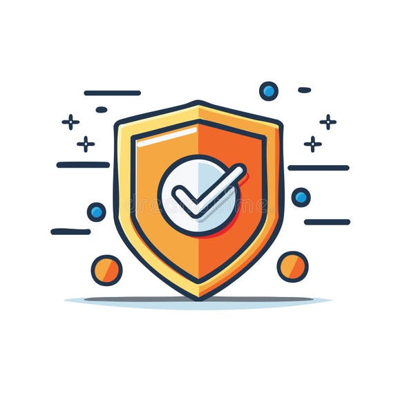 Orange Shield with Checkmark Safeguarding Digital Security and Data ...