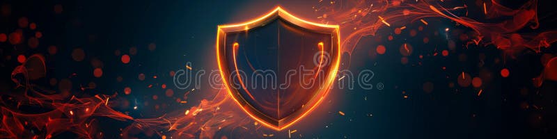Orange Shield Protection Isolated on the Dark Background Stock Image ...