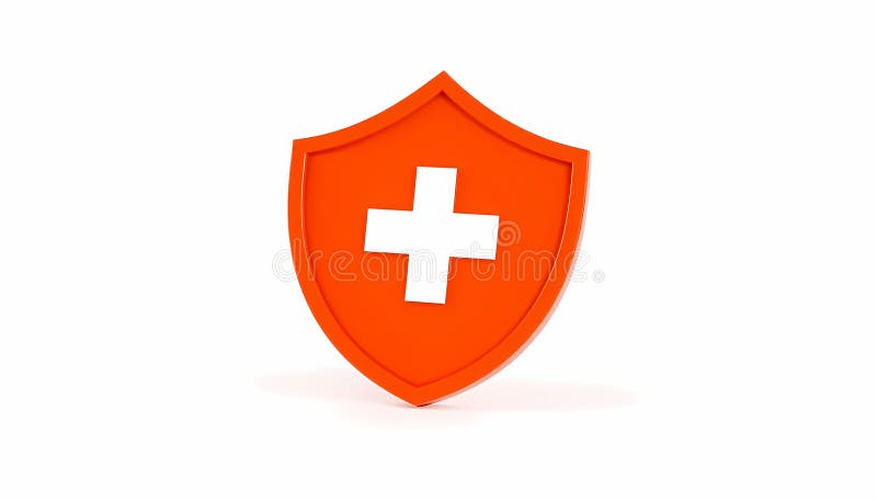 Orange Shield with White First Aid Cross at an Angle Stock Illustration ...