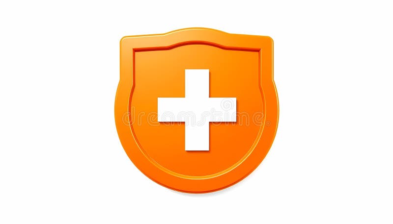 Orange Shield with White First Aid Cross and 3D Border Stock ...