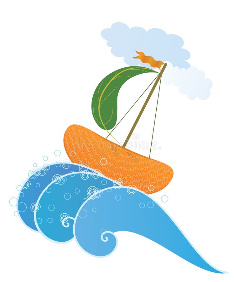 Orange ship stock vector. Illustration of yacht, vitamin - 24427446