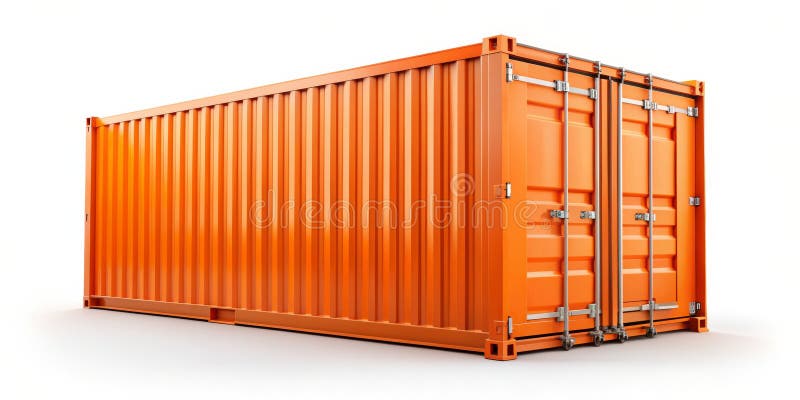 Orange Shipping Container 3D Model - Isolated on White Background ...