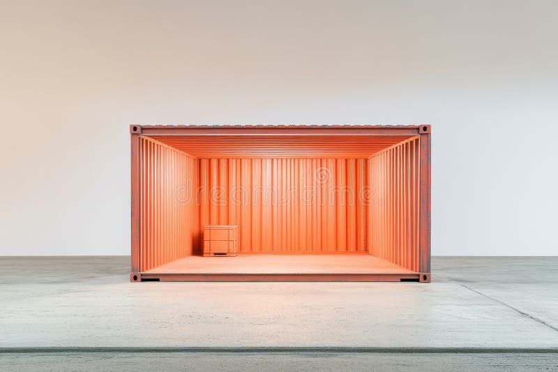 Orange Shipping Container Interior Minimalist Empty Orange Shipping ...