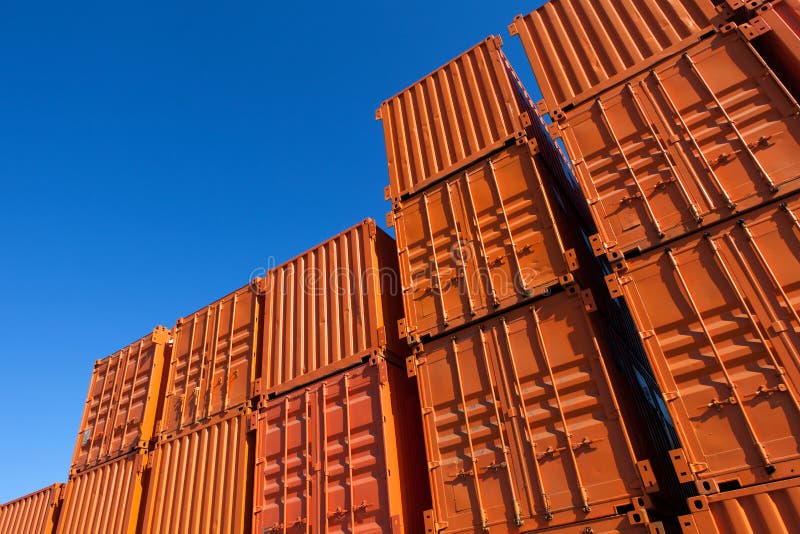 Orange shipping containers stock photo. Image of transport - 73481700