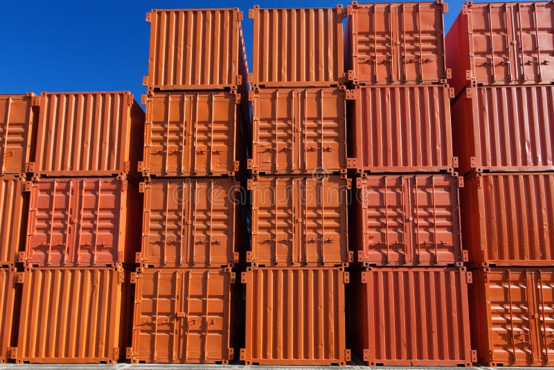 Orange shipping containers stock image. Image of cargo - 73481783