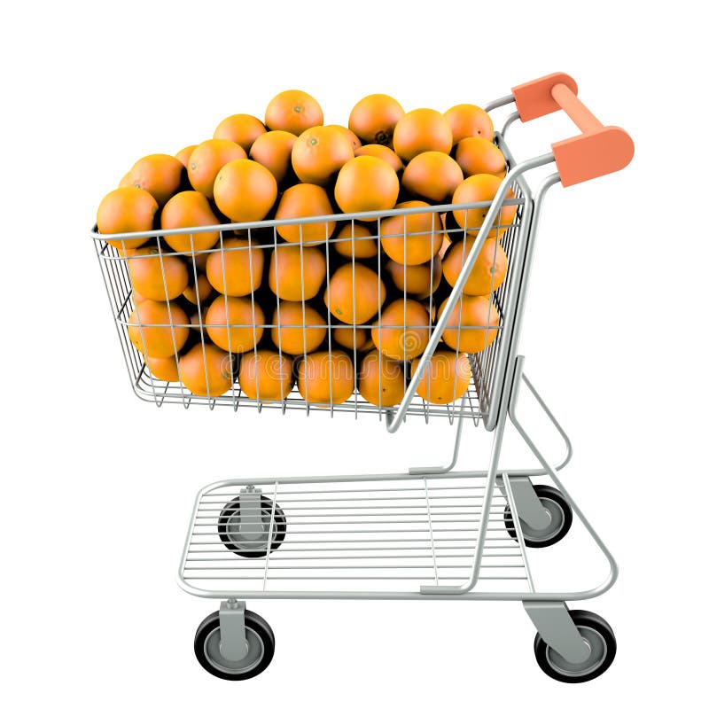 Orange in a shopping cart stock illustration. Illustration of juicy ...