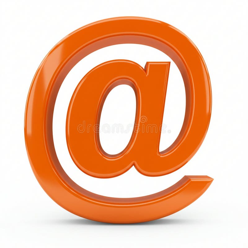 Orange at Sign Standing on White Background Communication Symbol Stock ...