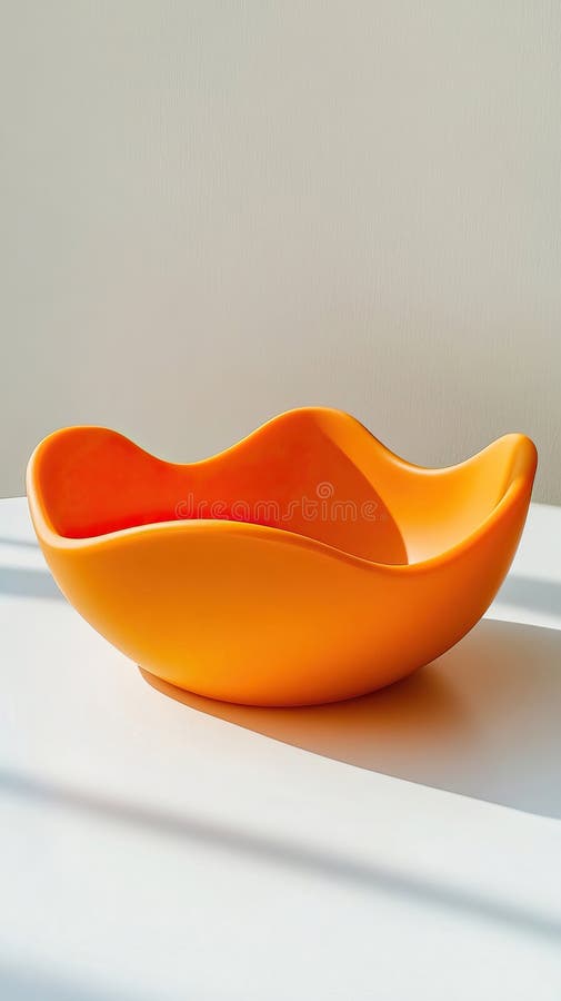 Orange Silicone Bowl with Wavy Flowing Edges and Soft Matte Finish ...
