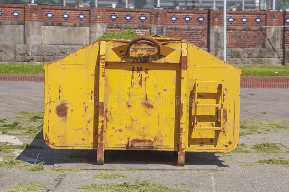 Orange Skip with Plant Waste Stock Image - Image of plants, container ...