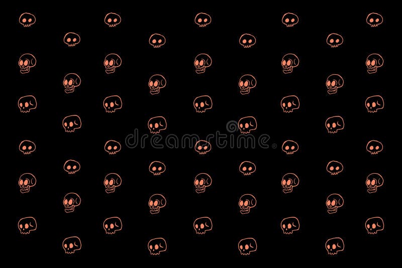 Orange Skull Pattern Black Background Stock Vector - Illustration of ...
