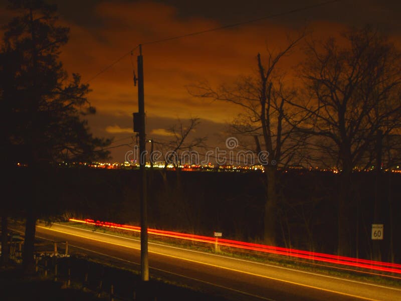 Orange sky stock image. Image of longexposure, nightshot - 91434843