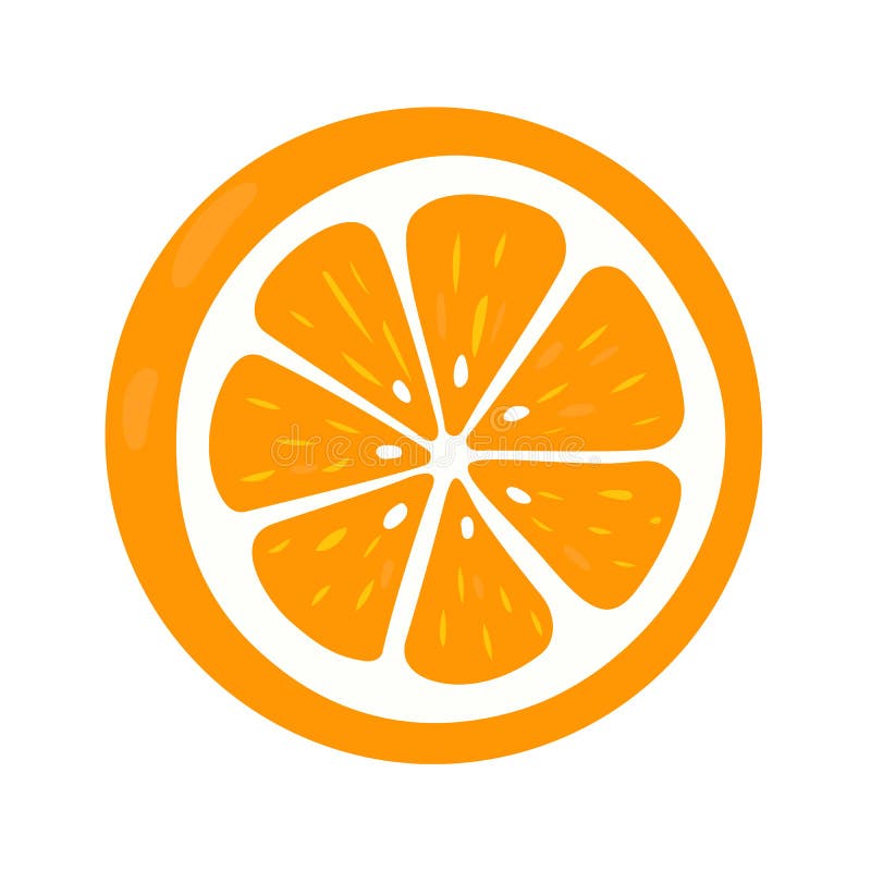 Orange Slice, Cartoon Artwork Isolated on White Background. Vector ...