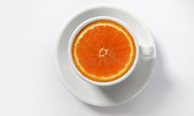 Orange Slice in a Coffee Cup Stock Photo - Image of close, freshness ...