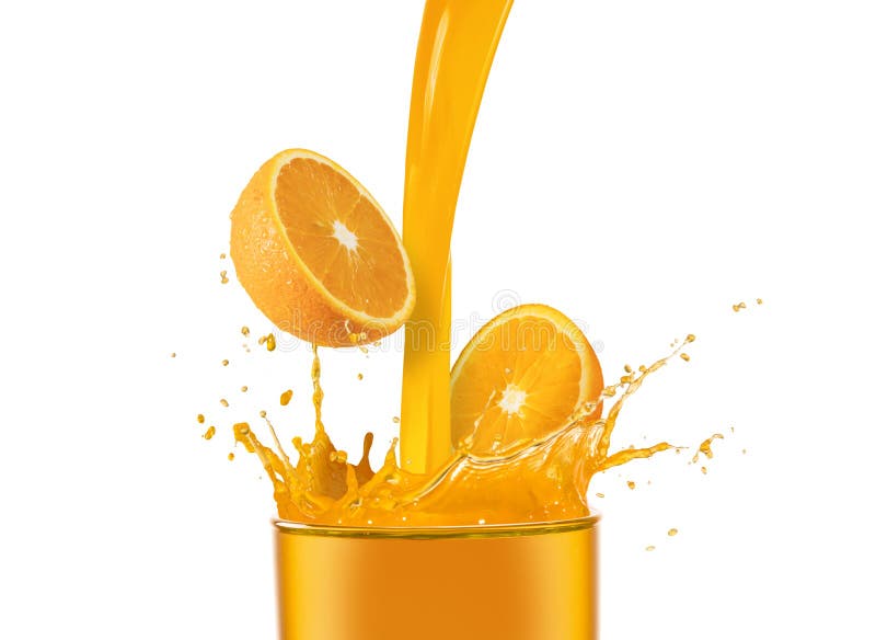 Orange Slice Drop in Orange Juice Glass Stock Photo - Image of bright ...