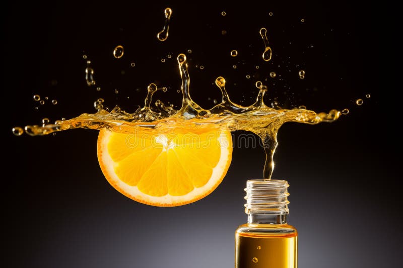 Orange Slice Splash, Dark Background. Stock Photo - Image of orange ...
