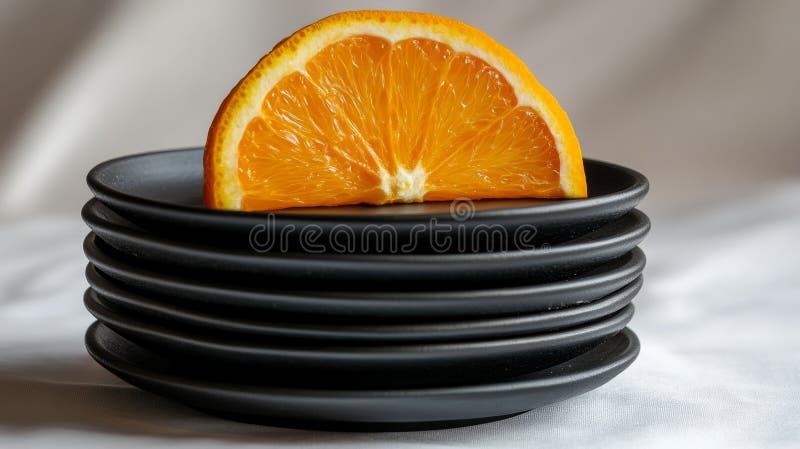 Orange Slice Stacked Black Plates Stock Photos - Free & Royalty-Free ...