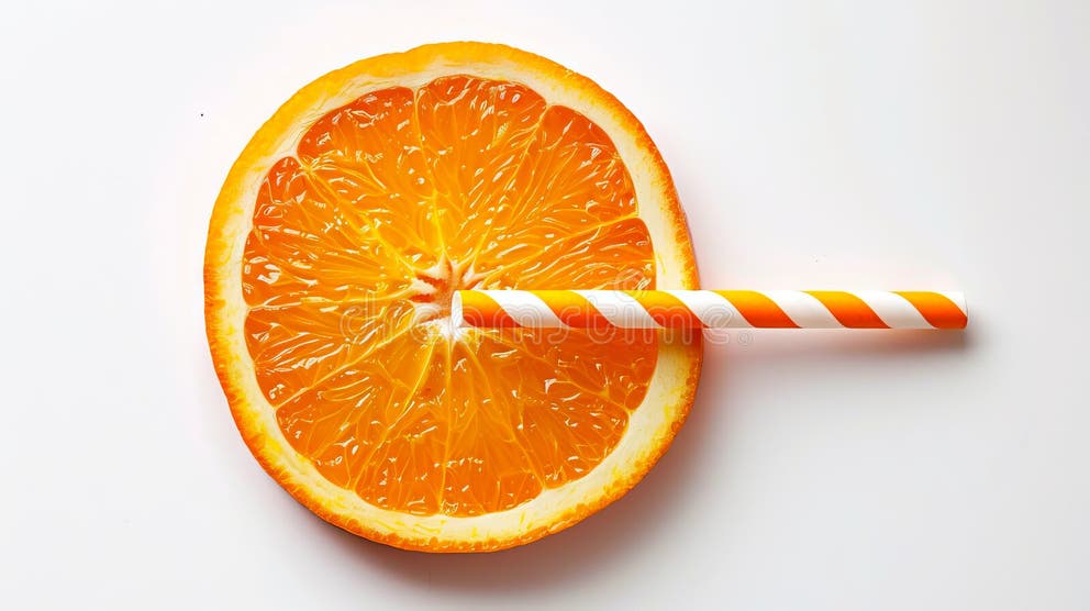 Orange Slice with a Striped Straw Stock Image - Image of milkshake ...