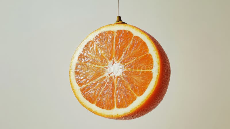 Orange Slice Suspended Against Neutral Background, Minimalistic Concept ...