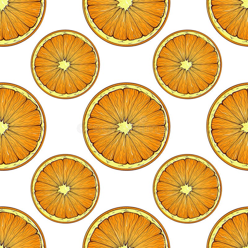 Orange Sliced Seamless Pattern Stock Vector - Illustration of fruit ...