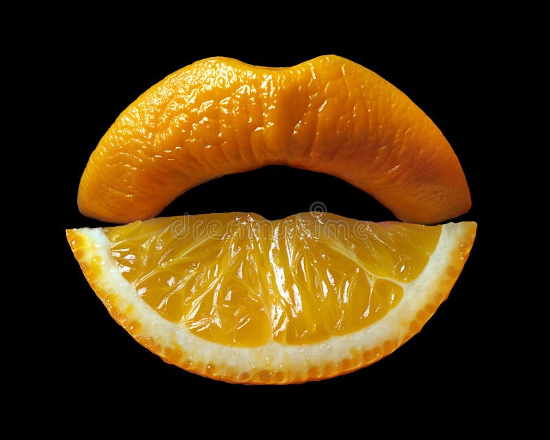 Orange Slices Forming a Smiling Mouth on Black Stock Illustration ...