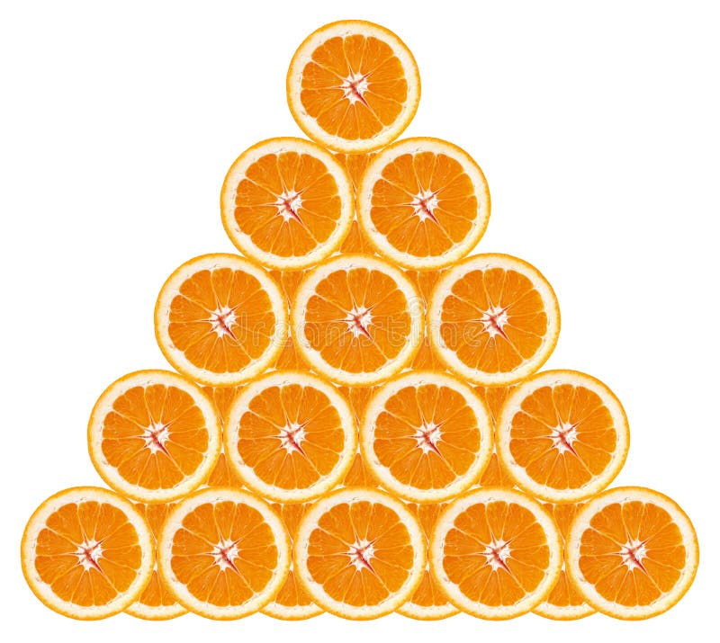 Orange. Slices of Orange in a Pyramid. Isolated White Background Stock ...