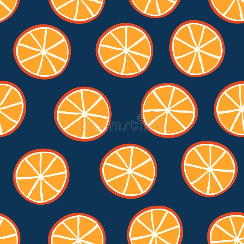 Orange Slices Pattern Dark Background Stock Vector - Illustration of ...