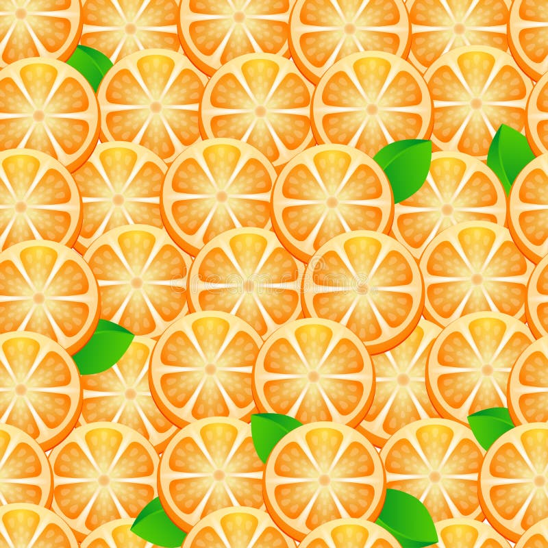 Orange Fruit Slices with Green Leaves Seamless Pattern. Citrus Seamless ... Orange Fruit Slices with Green Leaves Seamless Pattern. Citrus Seamless ...