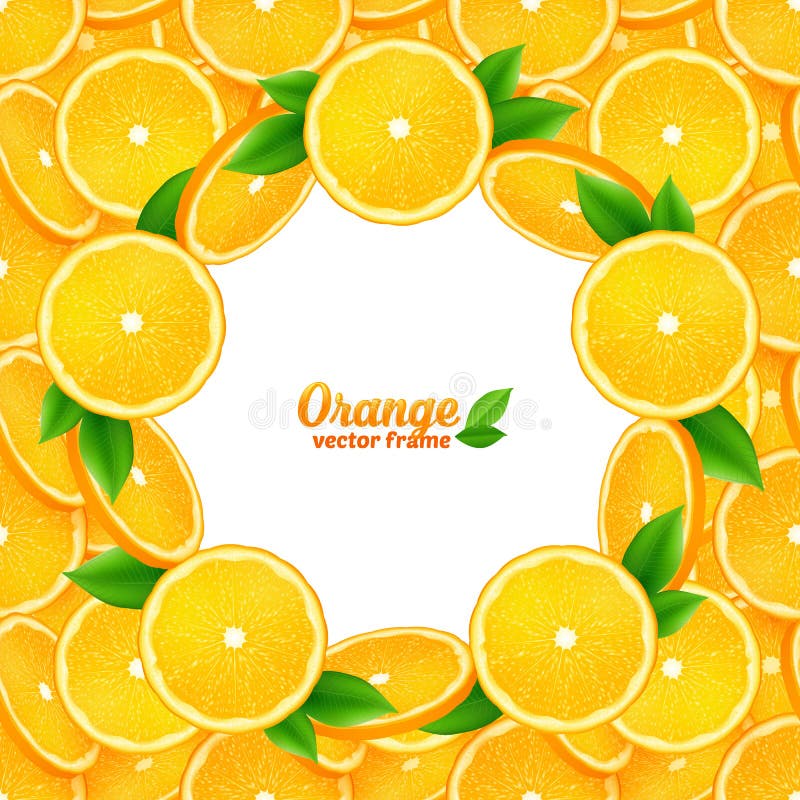 Orange Slices Vector Round Frame on Seamless Stock Vector ...
