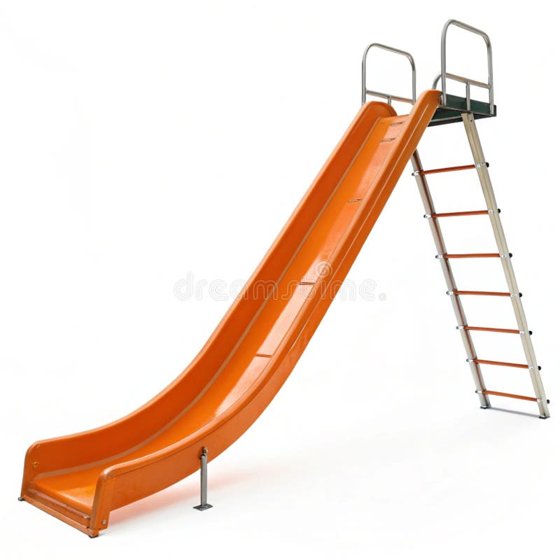 Orange Slide with Ladder on Side Isolated on White Background Stock ...