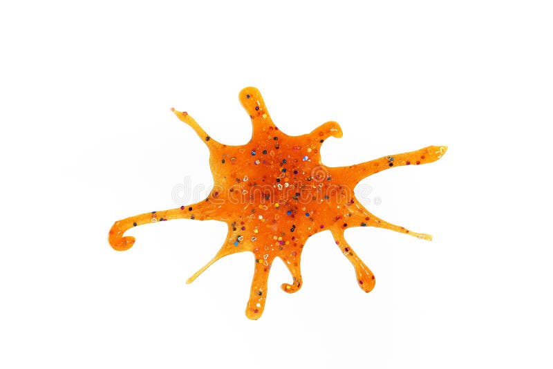 Orange Slime with Sequins on White Background Stock Illustration ...